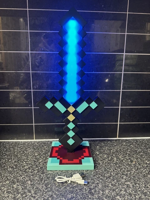 MINECRAFT REDSTONE LIGHT Up Torch Sword Desktop Bedside Lamp £12.94 ...