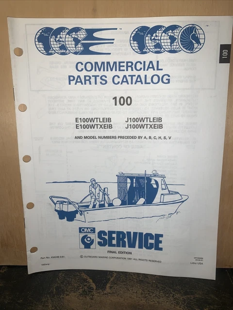 JOHNSON EVINRUDE -PARTS Catalog- For 100 Commercial Models 1991. £7.26 ...