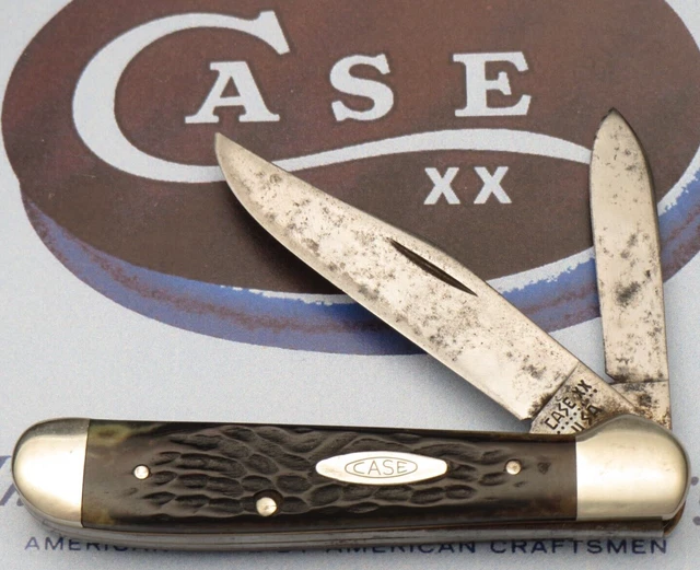 VINTAGE CASE XX USA 10 Dot 1980 6249 Copperhead Bovine Bone Handles ...