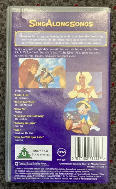 VINTAGE RARE WALT Disney VHS - Sing-Along Songs #12 - Circle Of Life ...