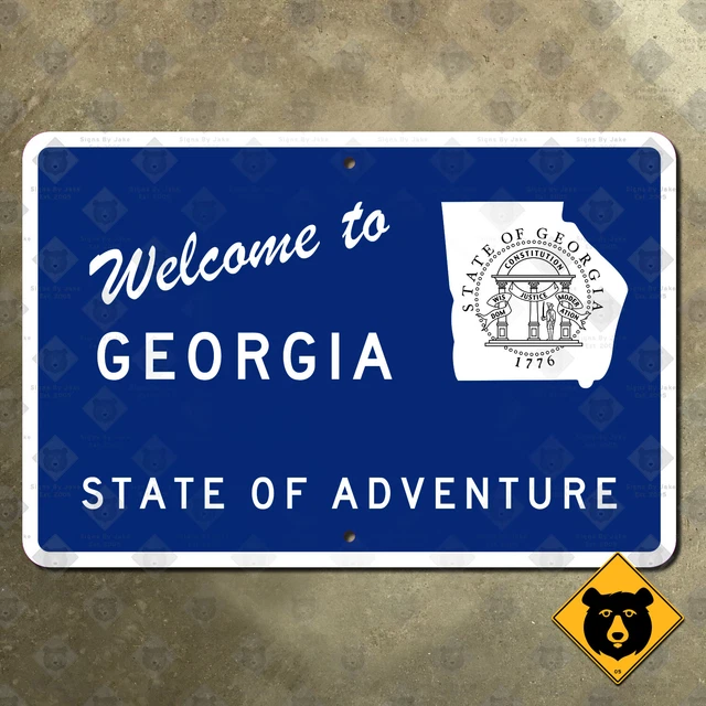 GEORGIA STATE LINE highway marker road sign 1980 welcome adventure ...