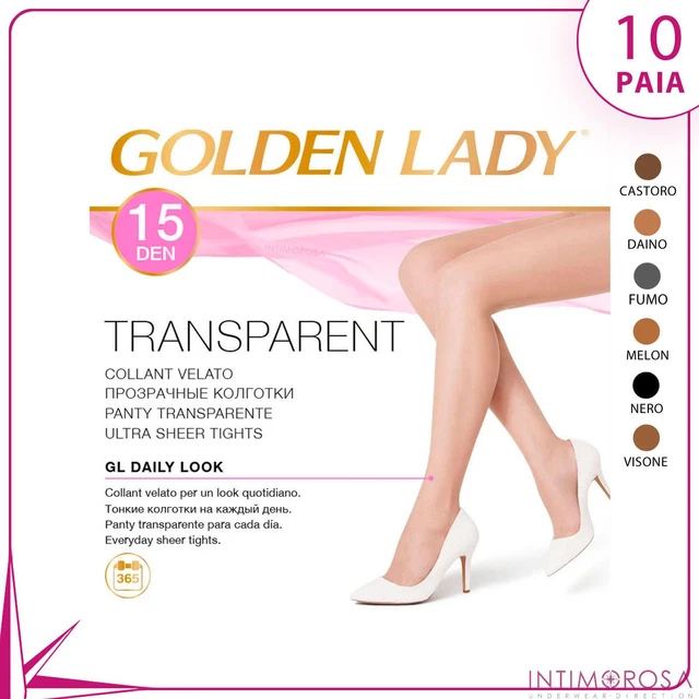 COLLANT GOLDEN LADY Transparent 15 den velato 10 paia EUR 23,90 ...