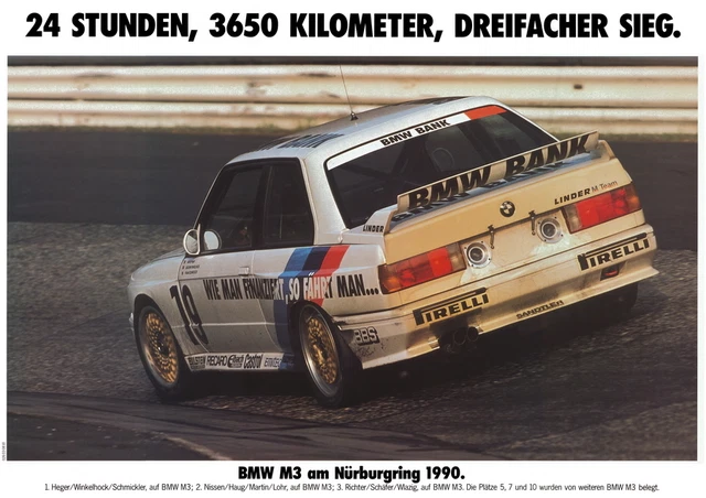 BMW E30 M3 poster DTM BMW Motorsport poster print 1990 24 Hour A4. EUR ...