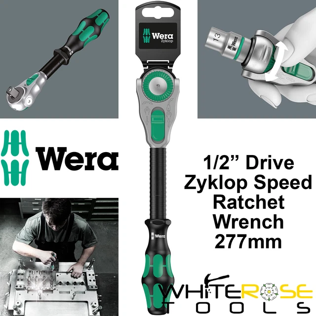 WERA ZYKLOP SPEED Socket Ratchet Wrench 8000C SB 1/2" Drive 277mm 72 ...