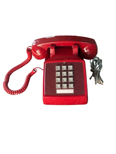 BELL SYSTEM WESTERN Electric 2500 DM RED Push Button Telephone Vintage ...