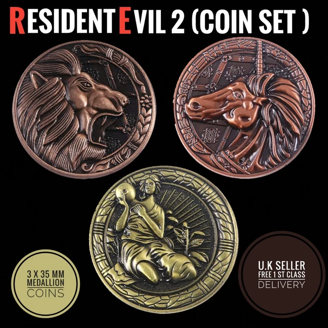 RESIDENT EVIL 2 Game Medallion Replica Coin Set Cosplay £14.95 ...