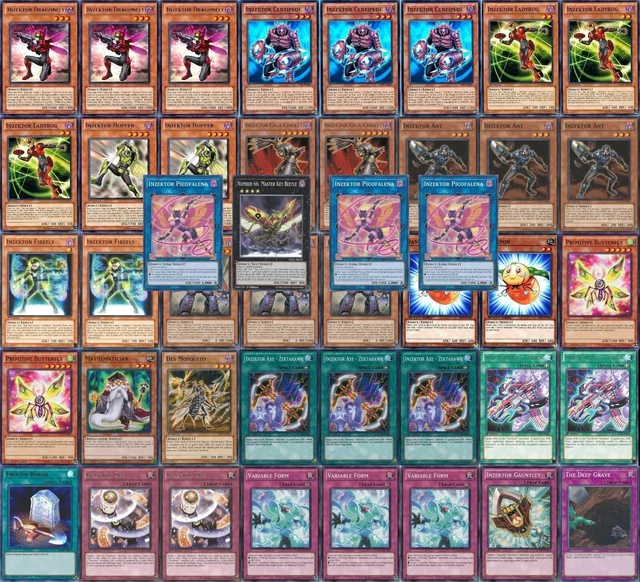 YUGIOH INZEKTOR DECK Complete 44 Card Dragonfly Hopper Number Ladybug ...