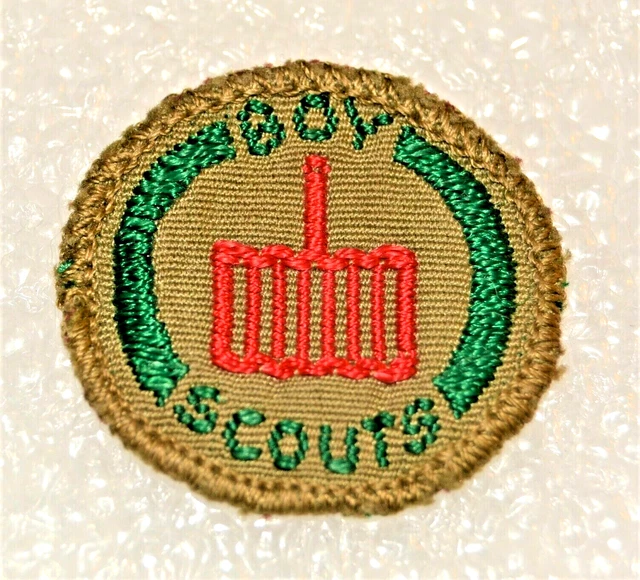 RED GRILL BOY Scout Camp Cook Proficiency Badge Brown back Troop Small ...