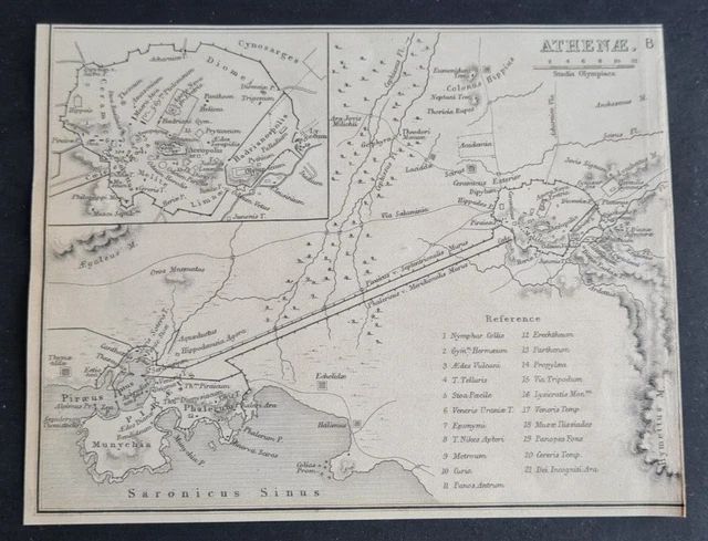 ANTIQUE (1851) MAP / plan of Ancient Athens from Atlas of Antient ...