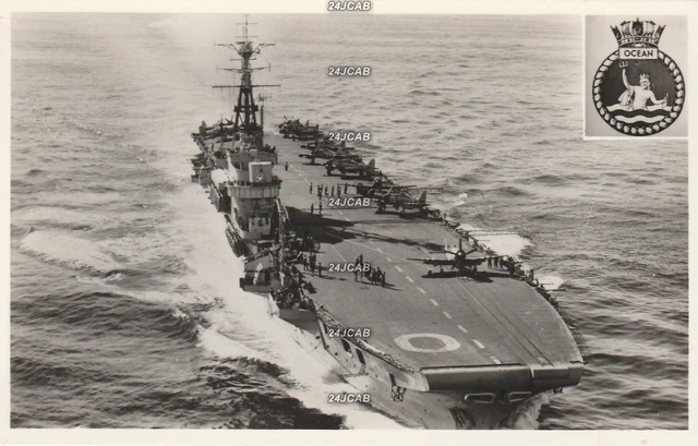 ROYAL NAVY RP Postcard. HMS "Ocean" Aircraft Carrier. WW2. Fine! 1950s ...