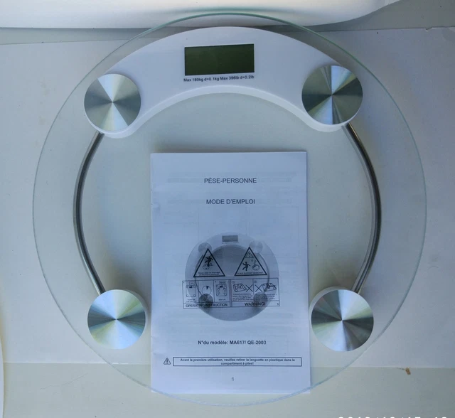 BALANCE, PÈSE-PERSONNE ÉLECTRONIQUE rond en verre avec écran LED EUR 16 ...