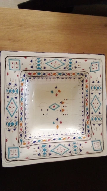JOLI PLAT marocain en terre cuite émaillée EUR 15,00 - PicClick FR