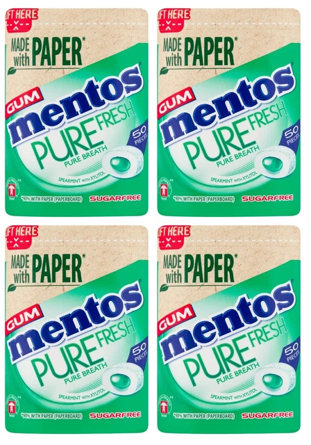 MENTOS GUM PURE Fresh Spearmint Chewing GUM 100g PACK OF 4 £18.42 ...