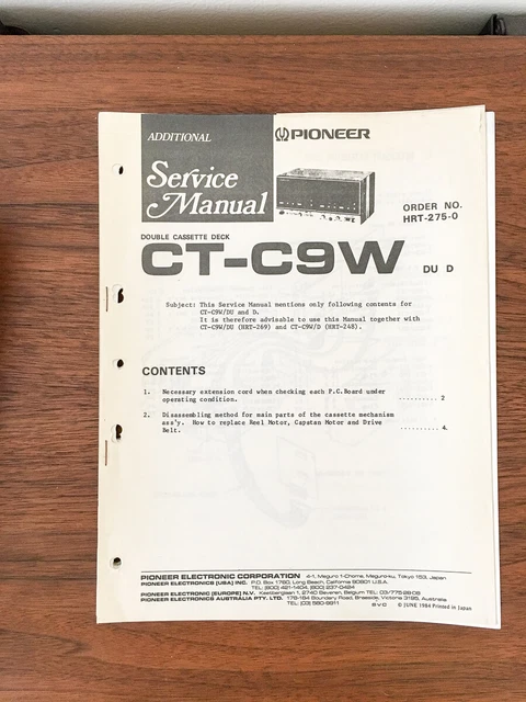 PIONEER CT-C9W CASSETTE Service Manual *Original* EUR 18,08 - PicClick IT