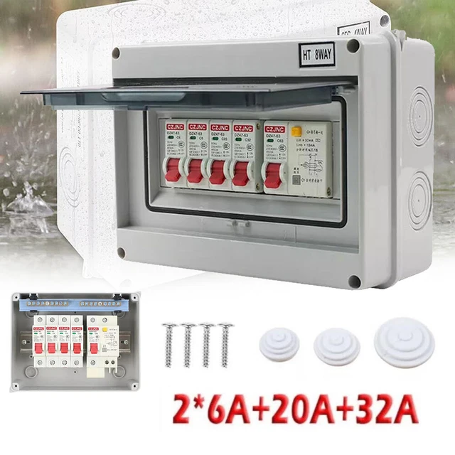 4 WAY CONSUMER Unit Fuse Box 4 MCB Circuit Breaker Isolator Shed Garage ...