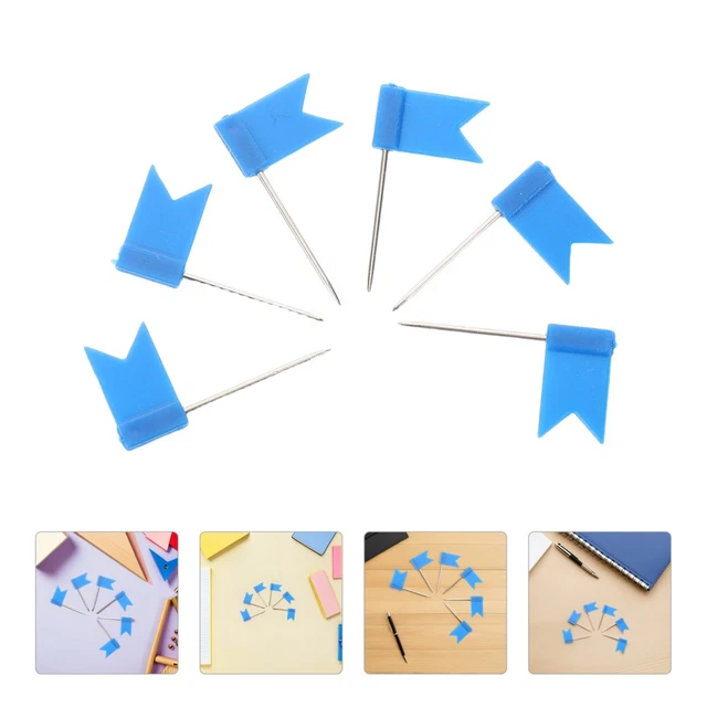 60 PCS FLAG Shape Positioning Pin Card Needles Bulletin Board Photo ...