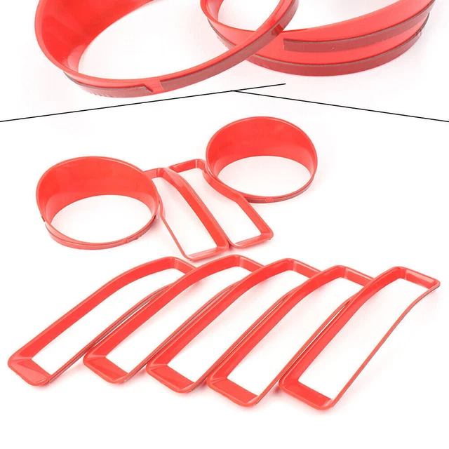 RED FRONT GRILL Insert Headlight Bezel Trim Covers for Jeep Wrangler JL ...