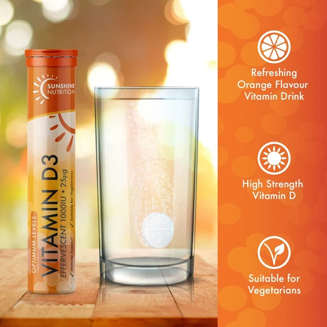 VITAMIN D EFFERVESCENT 1000IU Orange Flavour 20 Tablets 20 count (Pack ...