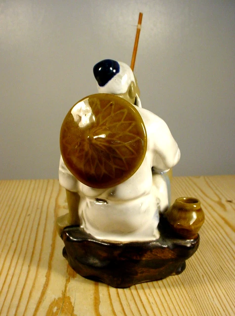 CHINESE SHIWAN MUD Man Fisherman Figure with Rod £9.99 - PicClick UK