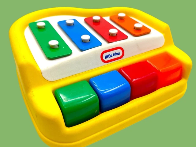 VTG LITTLE TIKES Tykes Tap A Tune 4 Key Mini Xylophone Piano Yellow ...