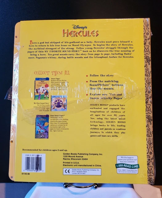 GOLDEN BOOKS DISNEYS Hercules Sound Story (sealed) works HTF £24.09 ...