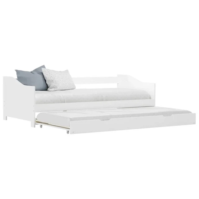 WALPLUS PULL-OUT SOFA Bed Frame White Pinewood 90x200 cm Wooden Guest ...