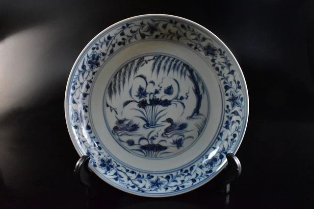 B1737: XF CHINESE Blue&White Flower Bird Muffle painting PLATE/dish £ ...
