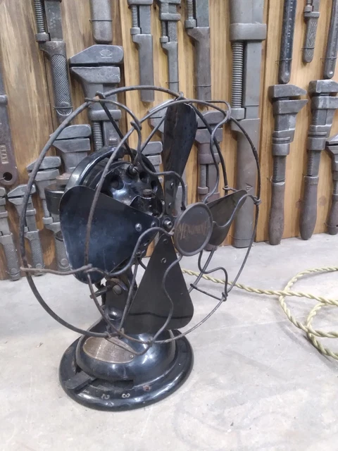 ANTIQUE MENOMINEE ELECTRIC Fan 3 Speed Rotating Table Wall Mount Rare ...
