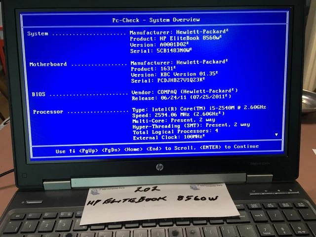 HP ELITEBOOK 8560W Motherboard 652637-001 TEST RESULTS SHOWN WORKING ...