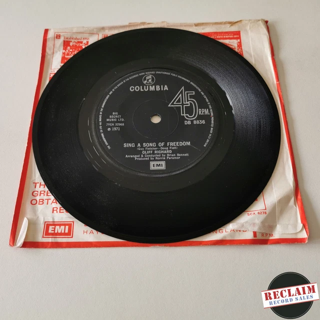 CLIFF RICHARD SING a song of freedom 7" vinyl record very good ...