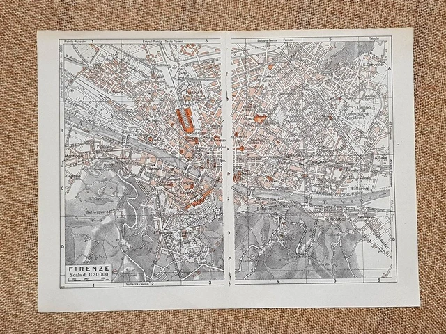 CARTA GEOGRAFICA, PIANTA o piantina del 1939 La città di Firenze ...