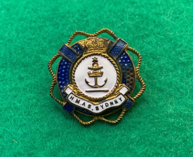 WW2 HMAS SYDNEY Royal Australian Navy Blue Sweetheart Badge RAN WWII ...