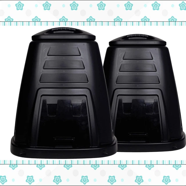 220 LITRE BLACK Plastic Garden Composter Bin Converter Outdoor Compost ...