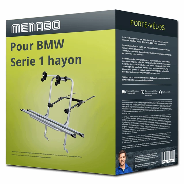 PORTE-VÉLO MENABO LOGIC 2 pour BMW Serie 1 hayon type F20/F21 2 vélos ...