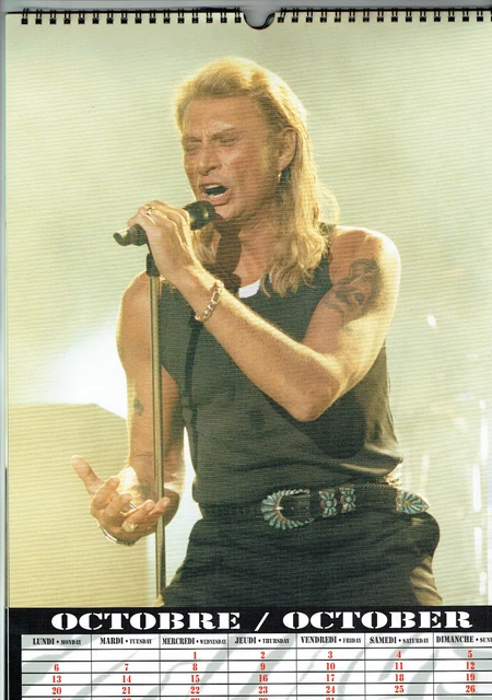 CALENDRIER POSTERS JOHNNY HALLYDAY 1997 Complet Grand format 42 x 30 cm ...