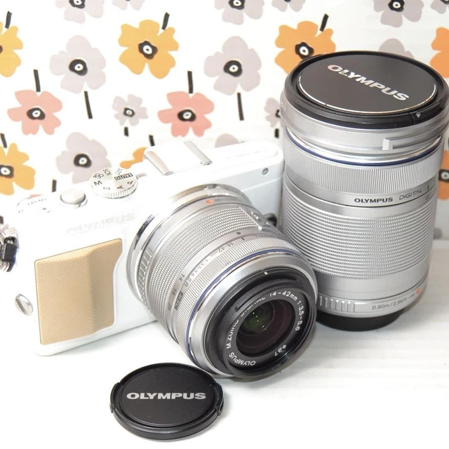 OLYMPUS PEN LITE E-PL5 Mirrorless Camera White Wi-Fi Kit with 32GB SD ...