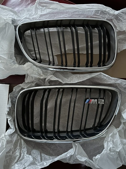 BMW GENUINE M2 (F87) Kidney Grille Set Black, Chrome 51712355448 and ...
