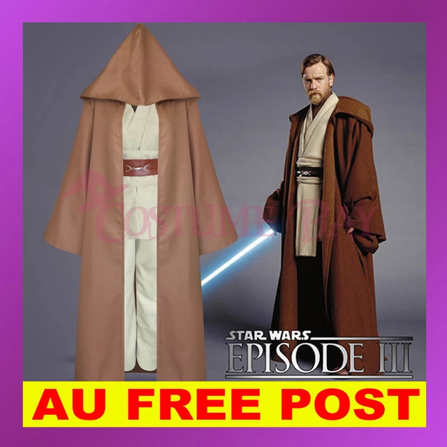 STAR WARS OBI Wan Kenobi Jedi Master Knight Hooded Cloak Set Tunic Robe ...