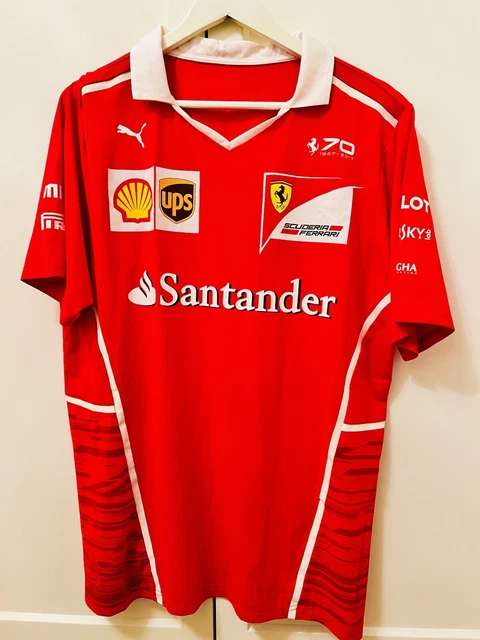FERRARI 70TH F1 Puma polo shirt Pit Crew Team Issue Vettel Raikkonen ...