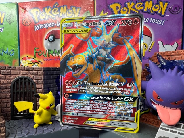 DRACAUFEU ET ROUSSIL GX 212/236 Carte Pokemon Full Art Eclipse cosmique ...