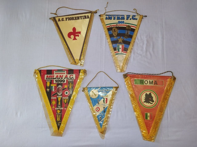LOTE 4 BANDERINES Banderín futbol italia fiorentina inter napoli roma ...