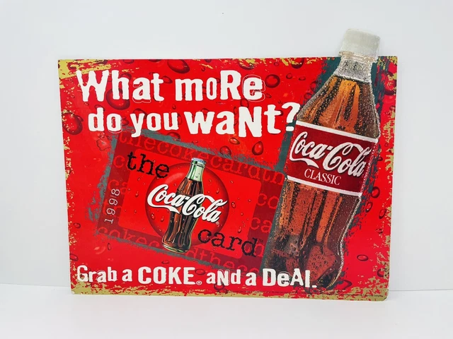 COCA COLA GRAB A Classic Coke Cardboard Double Sided Sign 1998 Vintage ...