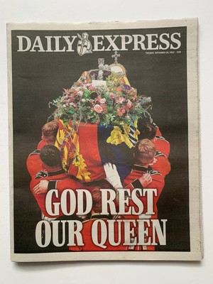 DAILY EXPRESS UK NEWSPAPER QUEEN ELIZABETH II FUNERAL 1926-2022 - SEPT ...