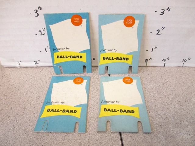 RED BALL-BAND 1950S (4) shoe box price tag insert store display sign £ ...