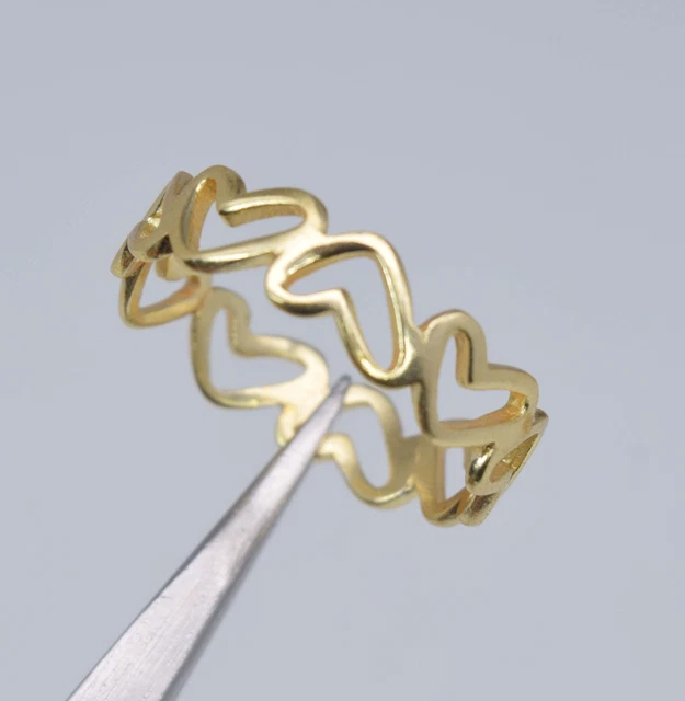 925 SOLID STERLING Silver 24CT Gold Overlay Plain Ring-7 us D206 EUR 8 ...