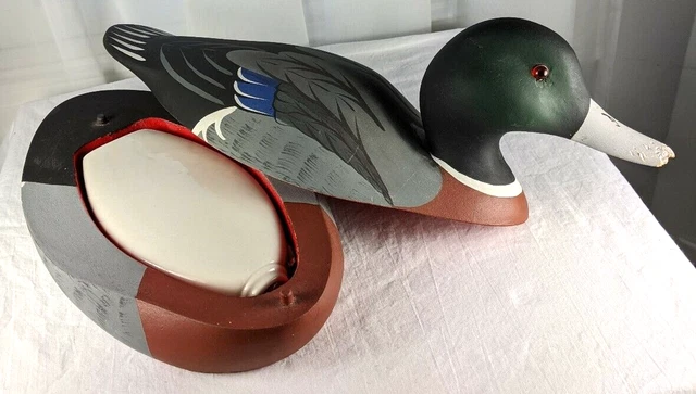 VINTAGE MALLARD DUCK Decoy Flask Hidden Box Japan Ceramic W188 Box ATF ...