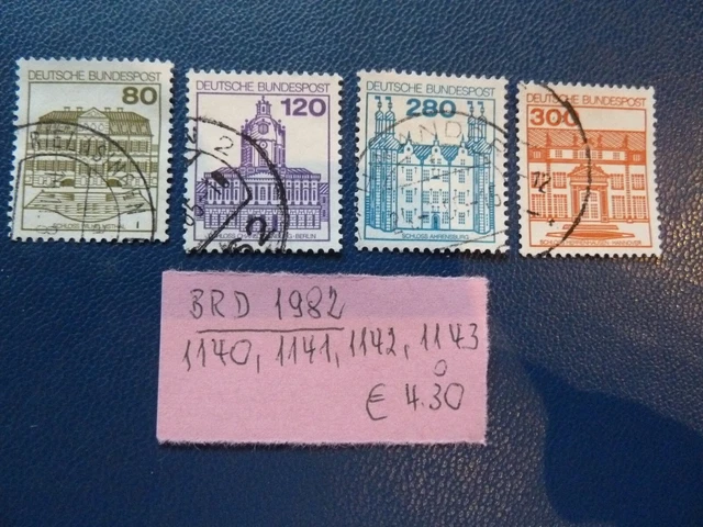 BRD 1982, FREIMARKEN: Burgen & Schlösser (V); Michel 1140, 1141, 1142, 1143, o EUR 1,00 ...