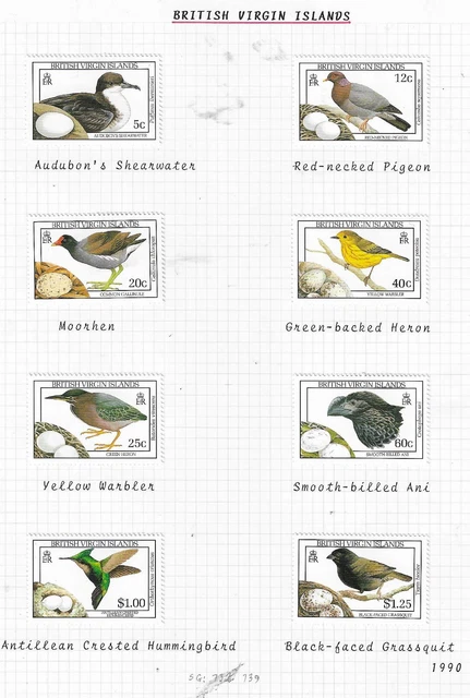 BRITISH VIRGIN ISLANDS 1990 BIRDS set of 8 MINT hinged £2.29 - PicClick UK