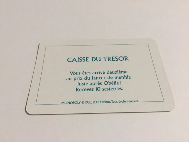 CARTE CAISSE DU trésor 10 sesterces jeu Monopoly le tour de Gaule d'Astérix #A53 EUR 3,90 ...