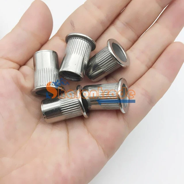 50X STAINLESS STEEL Flat Head Rivet Nut Rivnut Insert Nutsert M6 Thread ...